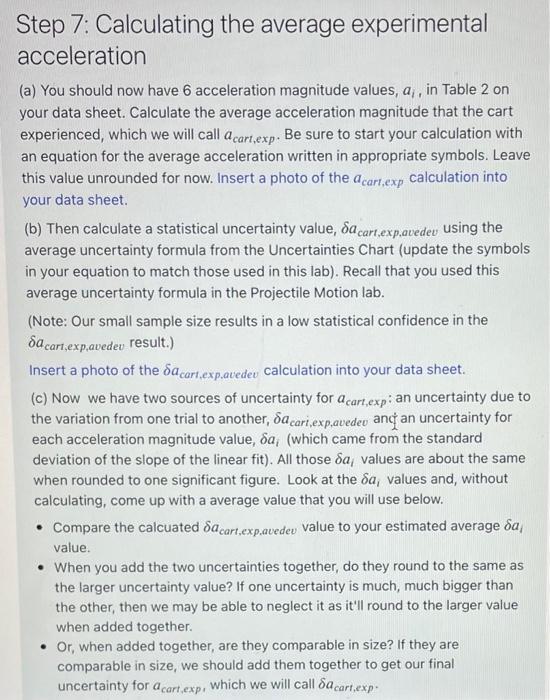 Solved Step 7: Calculating the average experimental | Chegg.com