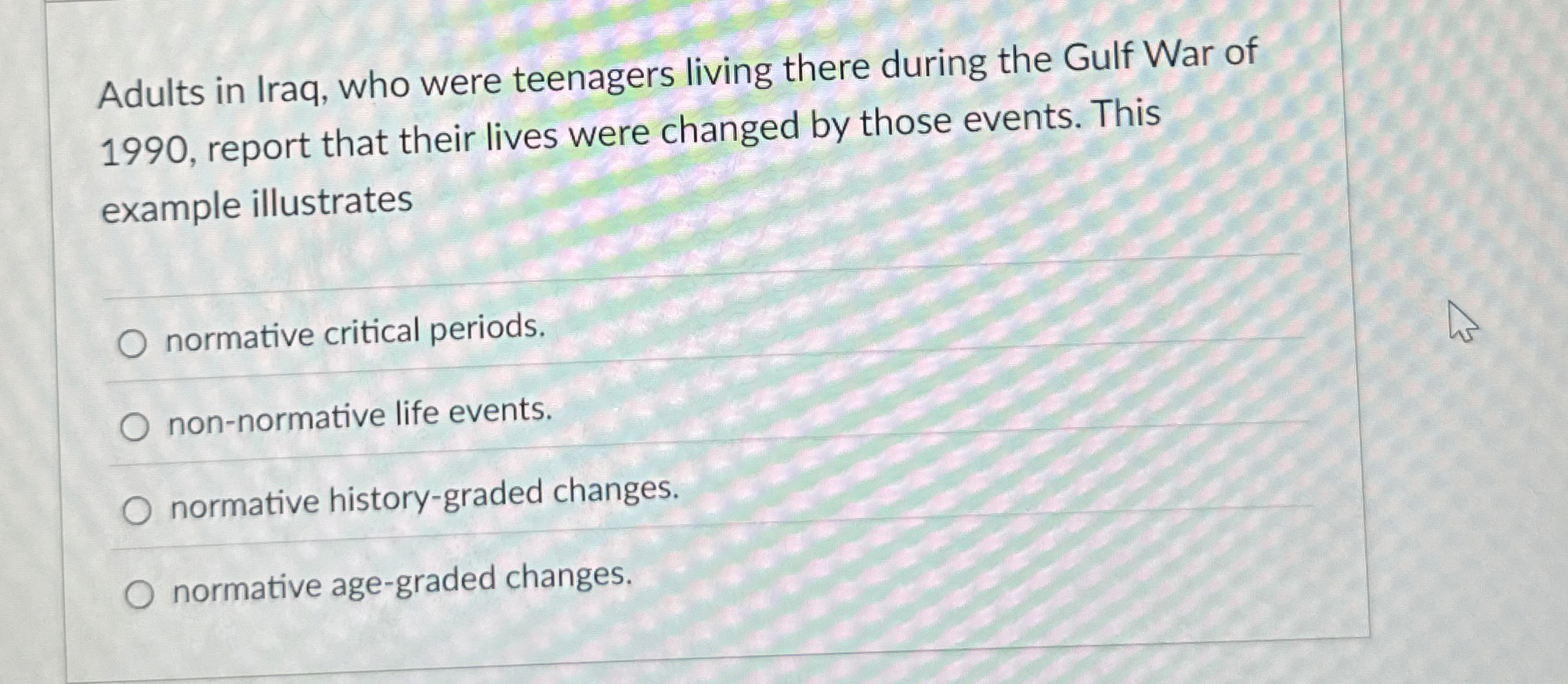 Solved Adults in Iraq, who were teenagers living there | Chegg.com