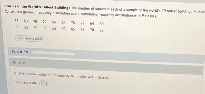 Solved Stories in the World's Tallest Buildings The number | Chegg.com