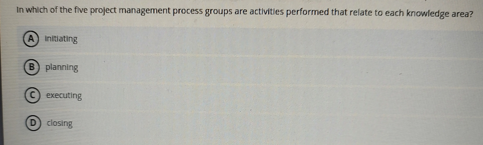 Solved In which of the flve project management process | Chegg.com