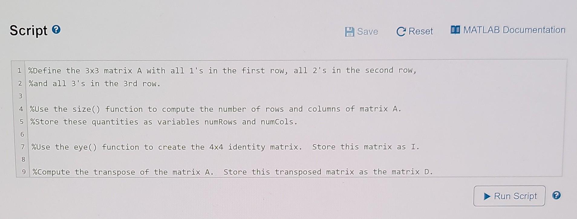 LAB ACTIVITY 1.3.1: MATLAB: Defining Matrices This | Chegg.com