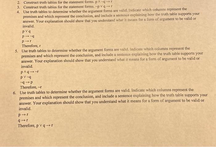 Solved 2. Construct truth tables for the statement forms. | Chegg.com