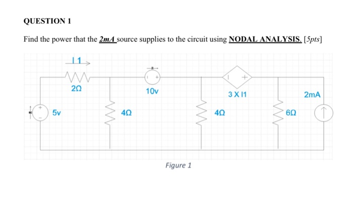 Solved QUESTION 1 Find the power that the 2mA source | Chegg.com