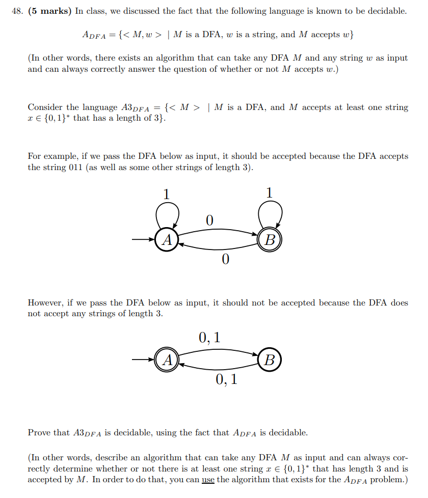 Solved (5 ﻿marks) ﻿In class, we discussed the fact that the | Chegg.com