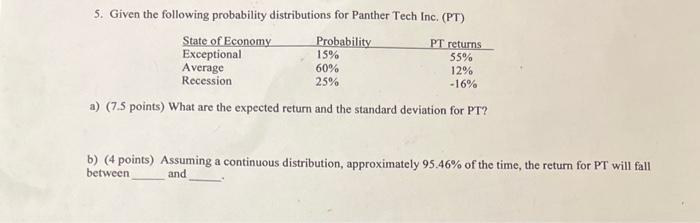 Solved 5. Given the following probability distributions for | Chegg.com