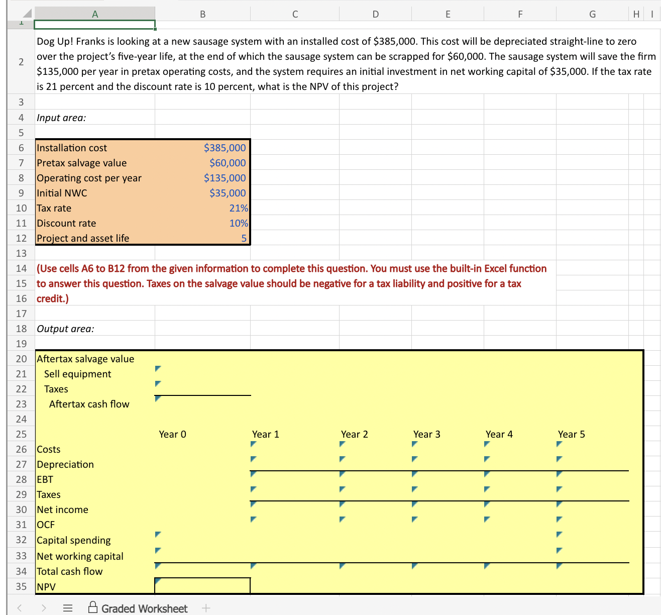 Solved can you give me the excel formulas for all the cells | Chegg.com