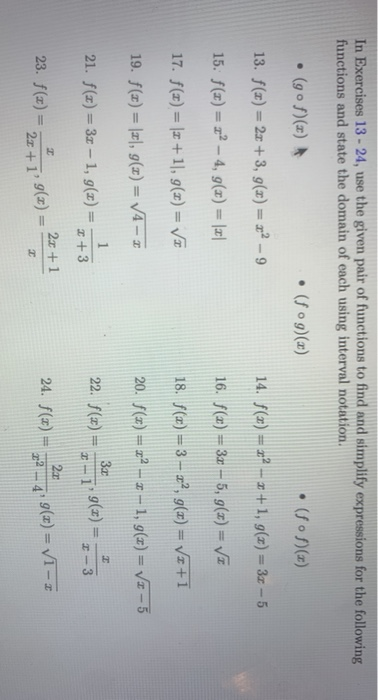 Solved In Exercises 13 -24, use the given pair of functions | Chegg.com