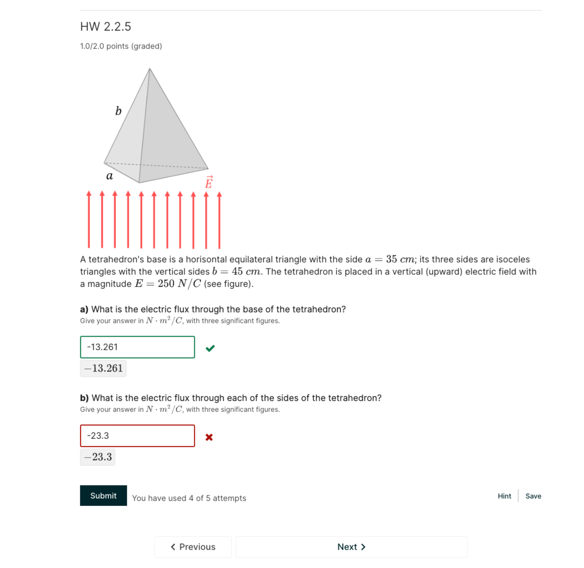 Solved HW 2.2.51.0/2.0 ﻿points (graded)A tetrahedron's base | Chegg.com