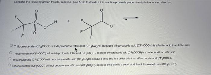 Solved Consider the following proton transfer reaction. Use | Chegg.com