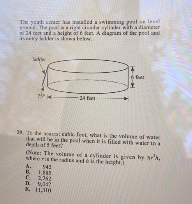 Solved The youth center has installed a swimming pool on | Chegg.com