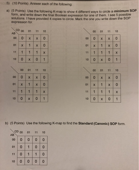 Solved 5) (10 Points) Answer each of the following: a) (5 | Chegg.com