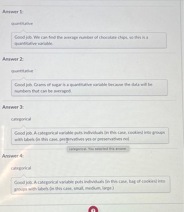 Solved Which of the following variables is a quantitative | Chegg.com