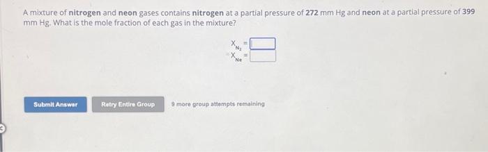 Solved A mixture of nitrogen and neon gases contains | Chegg.com