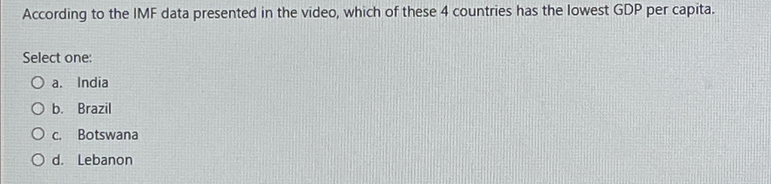 Solved According to the IMF data presented in the video, | Chegg.com