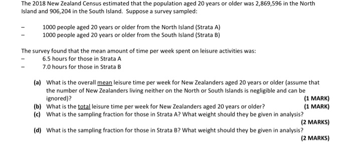 Solved The 2018 New Zealand Census estimated that the | Chegg.com