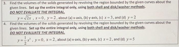 Solved Find the volumes of the solids generated by revolving | Chegg.com