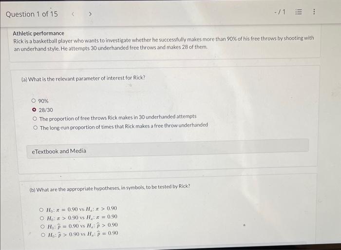 Solved Athletic performance Rick is a basketball player who | Chegg.com