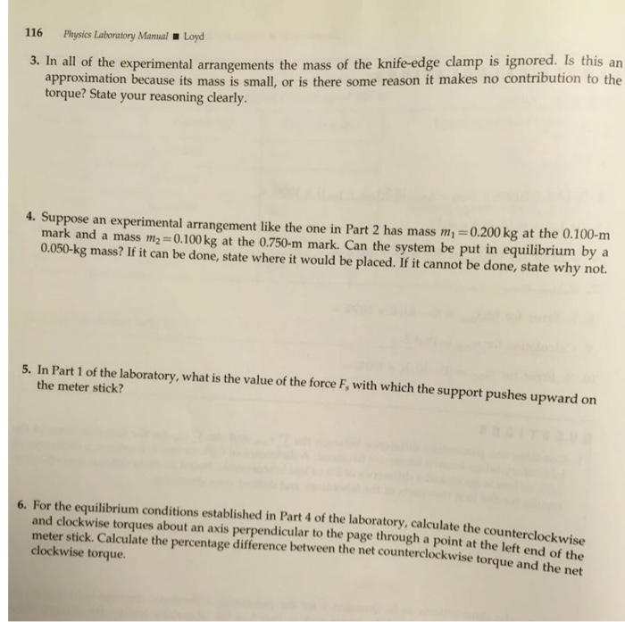 116 Physics Laboratory Manual Loyd 3. In all of the | Chegg.com