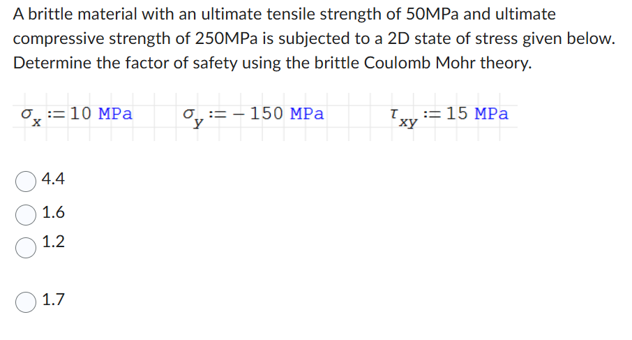Solved A brittle material with an ﻿ultimate tensile strength | Chegg.com