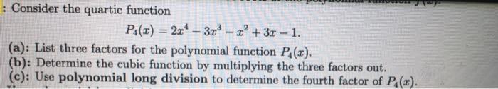 Solved : Consider the quartic function | Chegg.com