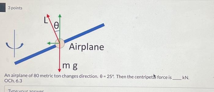 Solved An airplane of 80 metric ton changes direction. | Chegg.com