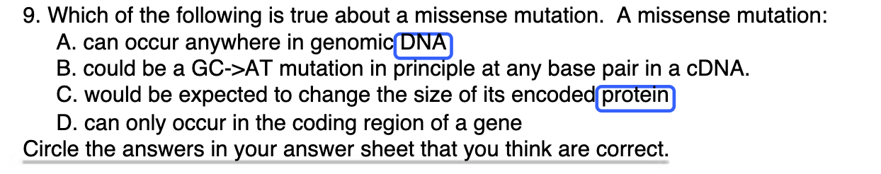 Solved Which of the following is true about a missense | Chegg.com