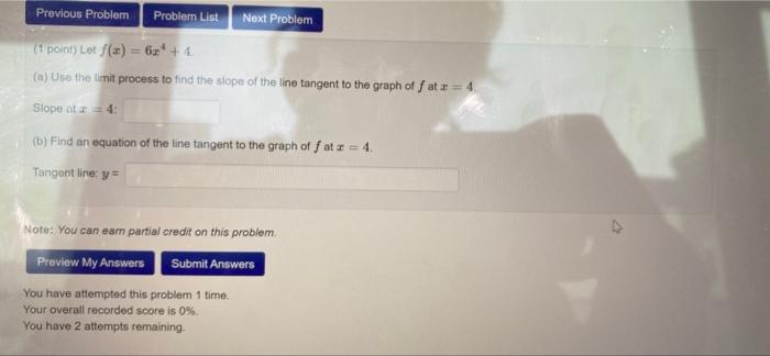 Solved Previous Problem Probler List Next Problem point) The | Chegg.com