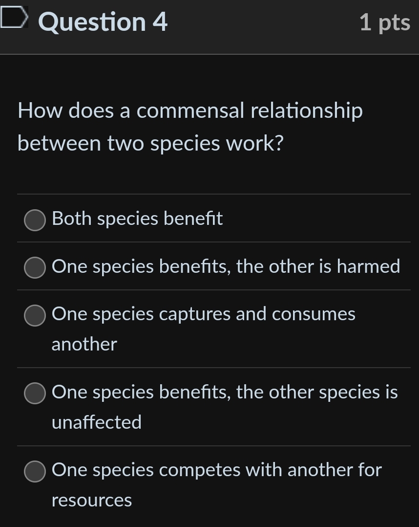 Solved How does a commensal relationship between two species | Chegg.com
