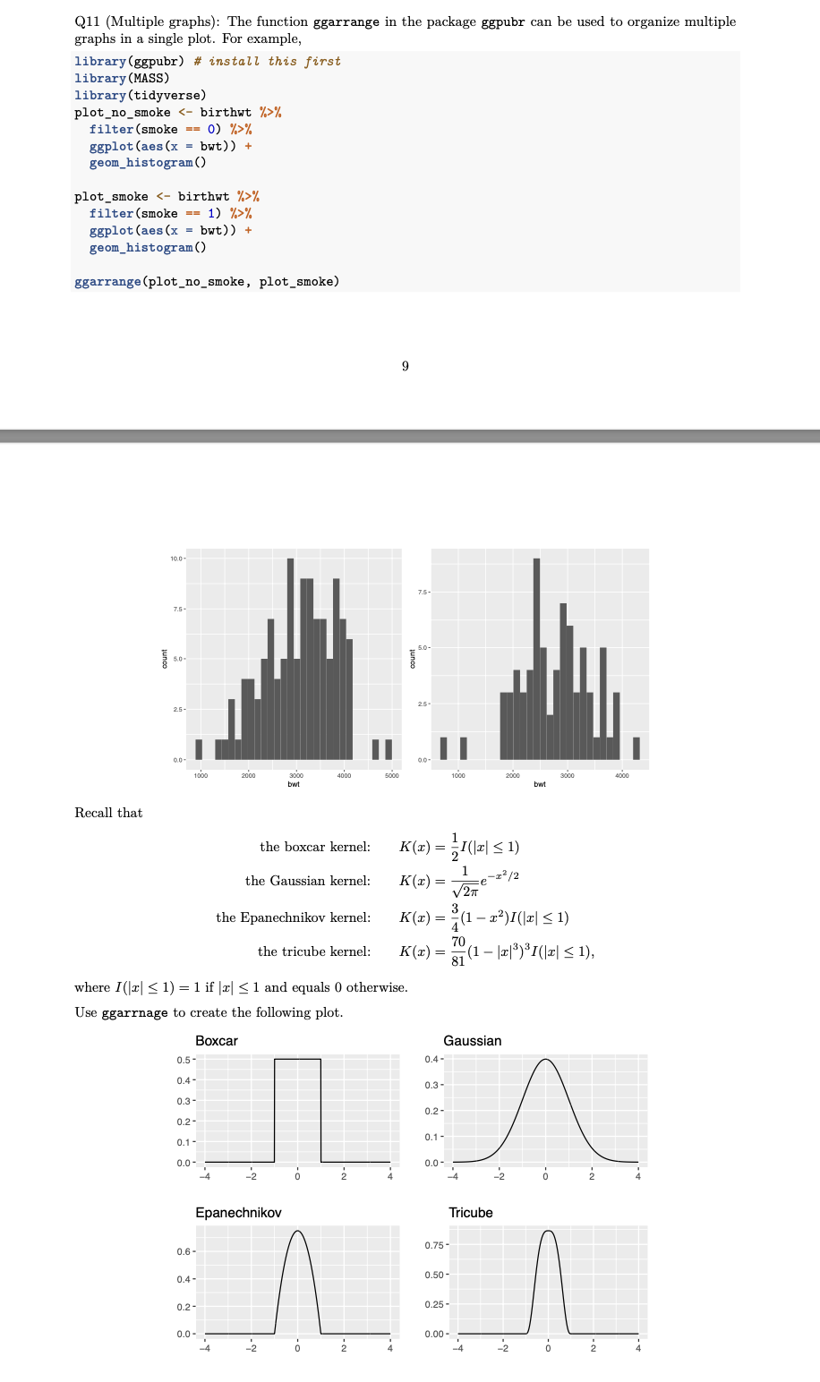 Solved Q11 (Multiple graphs): The function ggarrange in the | Chegg.com
