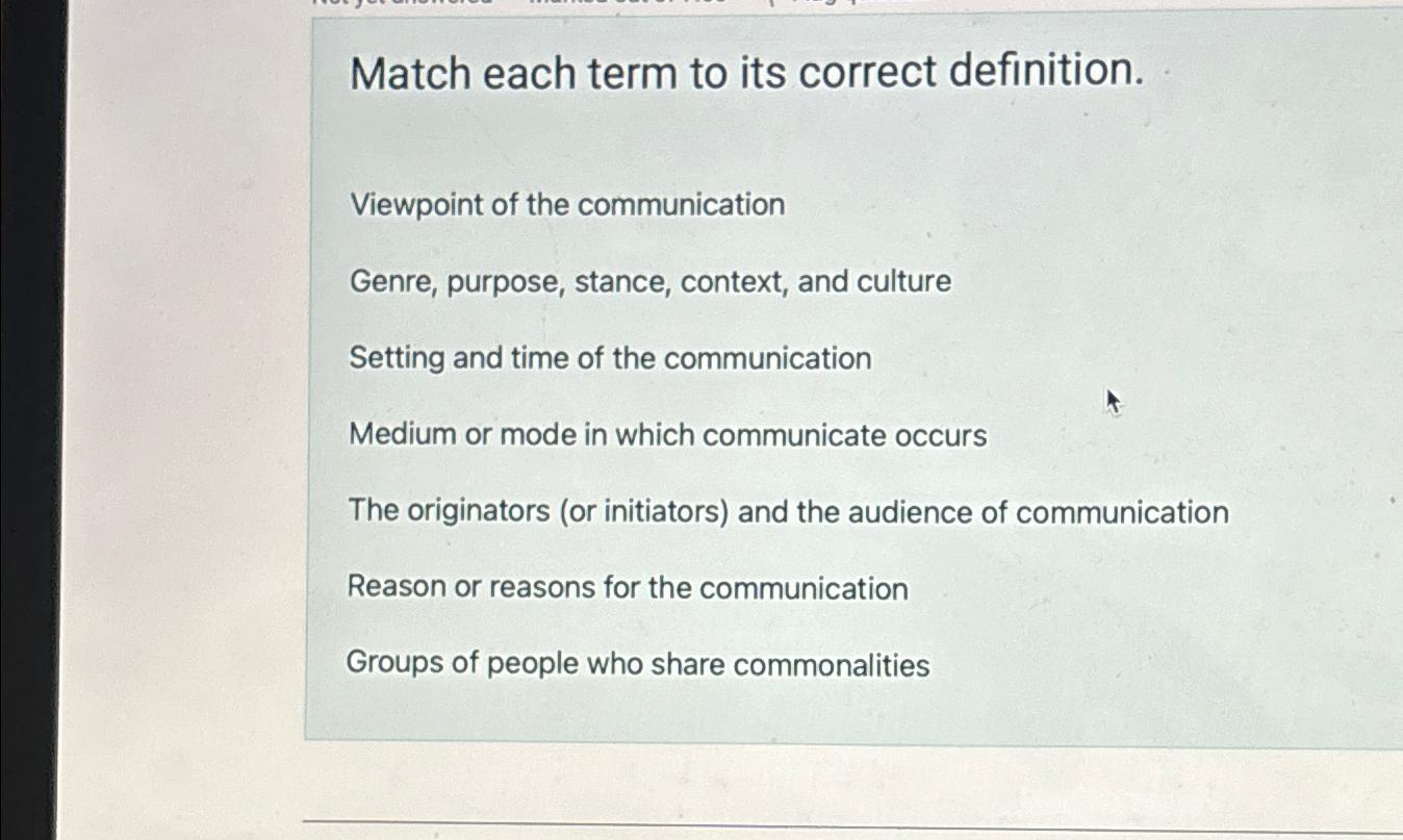 Solved Match each term to its correct definition.Viewpoint | Chegg.com