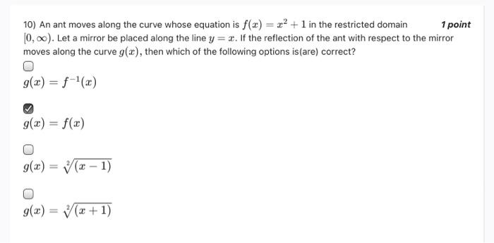 Solved 10) An ant moves along the curve whose equation is | Chegg.com