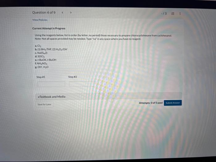 Solved Current Attempt in Progress Using the reagents below, | Chegg.com