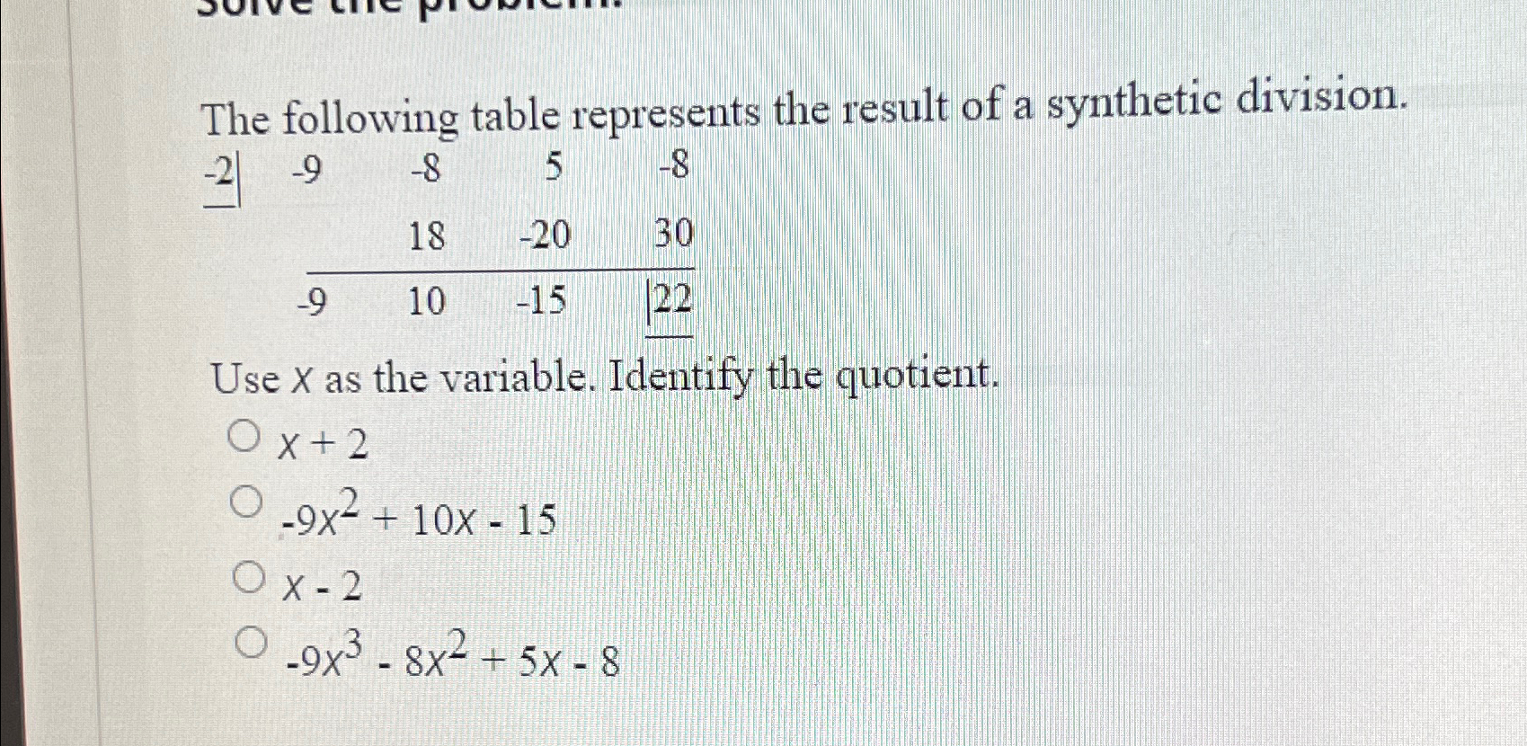 Solved The following table represents the result of a | Chegg.com