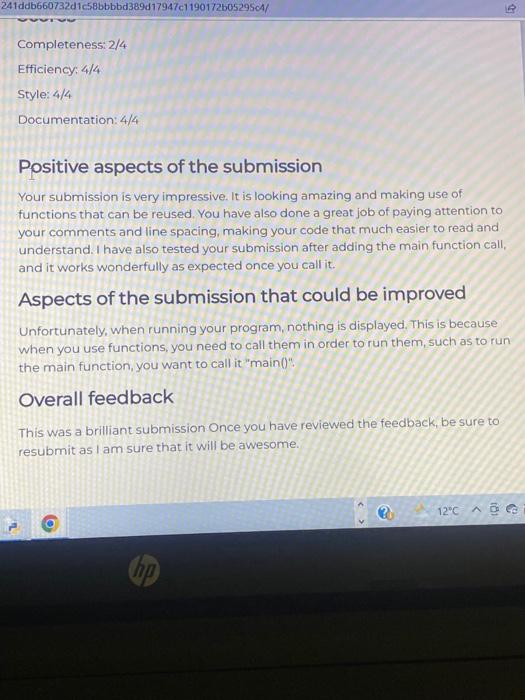 Solved This is the feedback from my mentor,asking me to fix | Chegg.com
