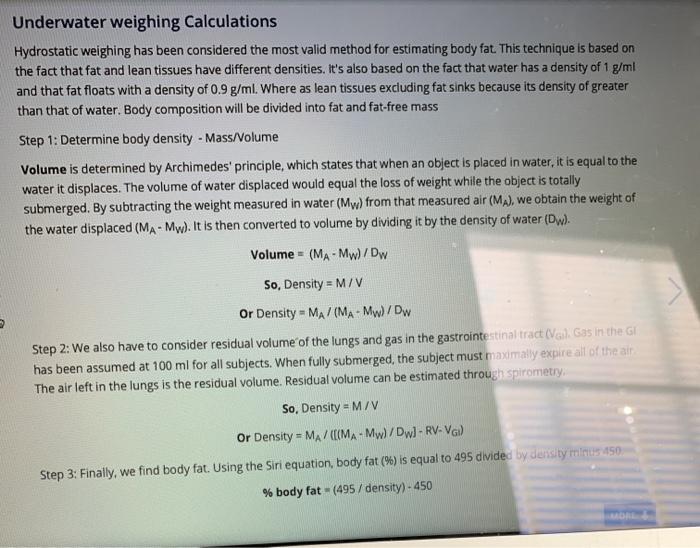 Step 3: Finally, we find body fat. Using the Siri | Chegg.com