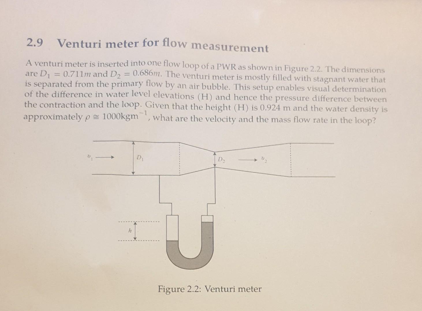 Solved A venturi meter is inserted into one flow loop of a | Chegg.com