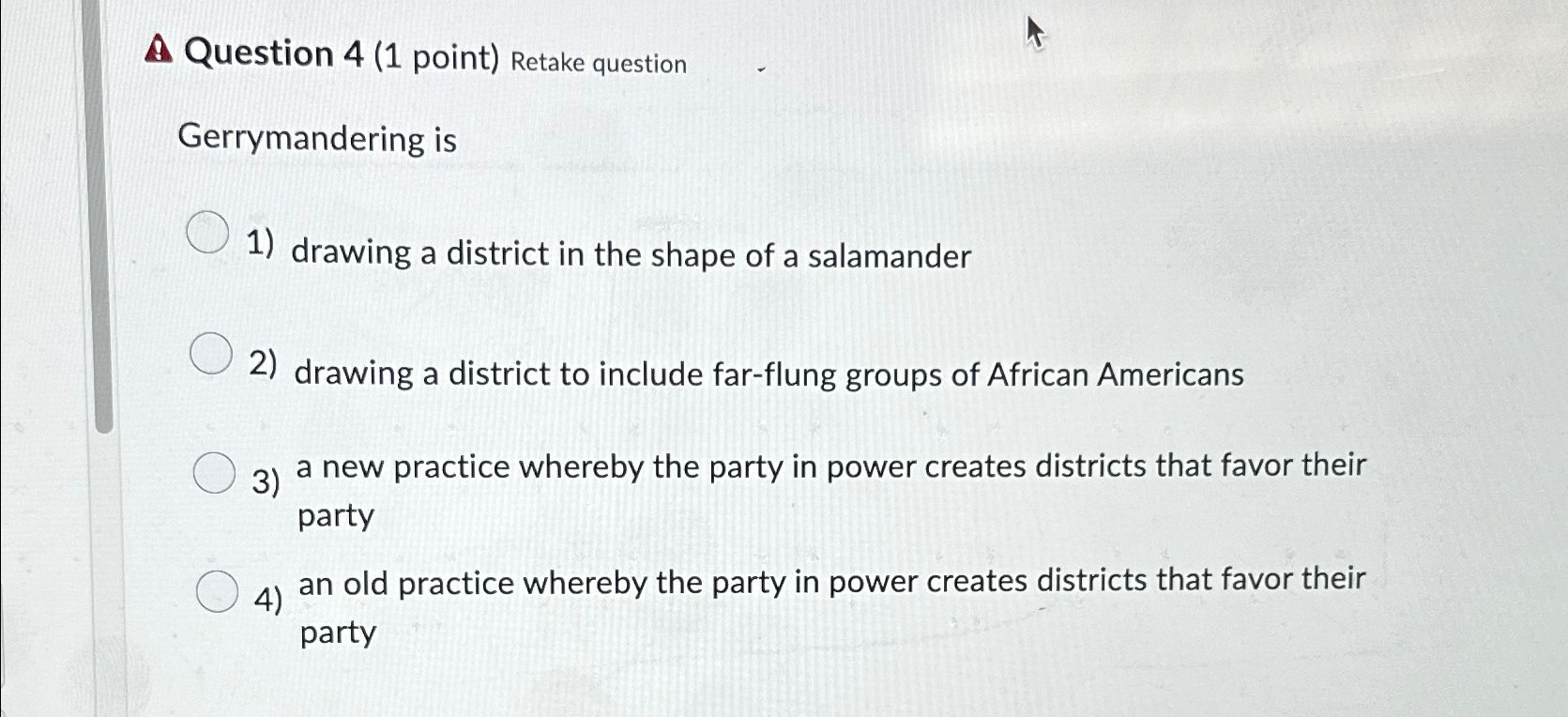 Solved A Question 4 (1 ﻿point) ﻿Retake | Chegg.com
