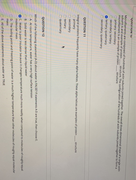 Solved QUESTION TU Microfilaments are composed of hundreds | Chegg.com