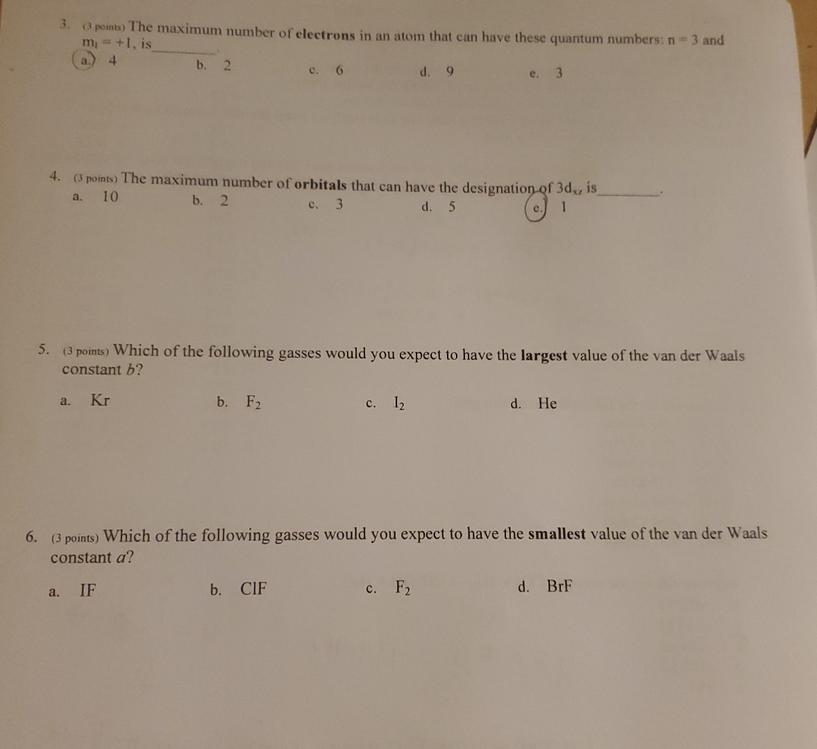 Solved (3 ﻿points) ﻿The maximum number of electrons in an | Chegg.com