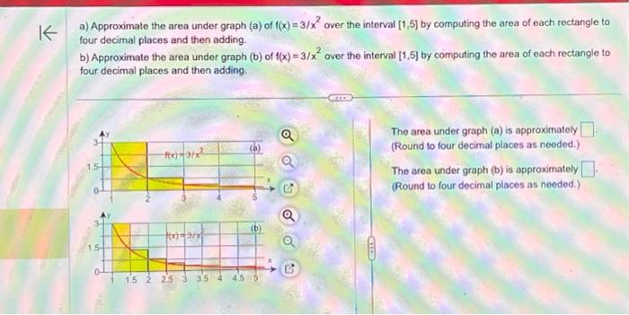 Solved K a) Approximate the area under graph (a) of f(x) = | Chegg.com