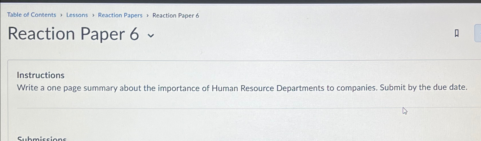 Solved Table of Contents > ﻿Lessons > ﻿Reaction Papers > | Chegg.com