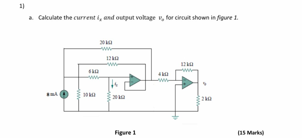 Solved 1) a. Calculate the current ix and output voltage v, | Chegg.com