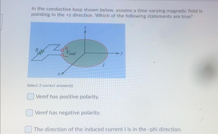 Solved In the conductive loop shown below, assume a | Chegg.com