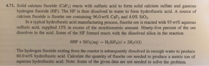 Solved 4.71. Solid calcium fluoride (CaF2) reacts with | Chegg.com