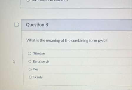 Solved Question 8What is the meaning of the combining form | Chegg.com