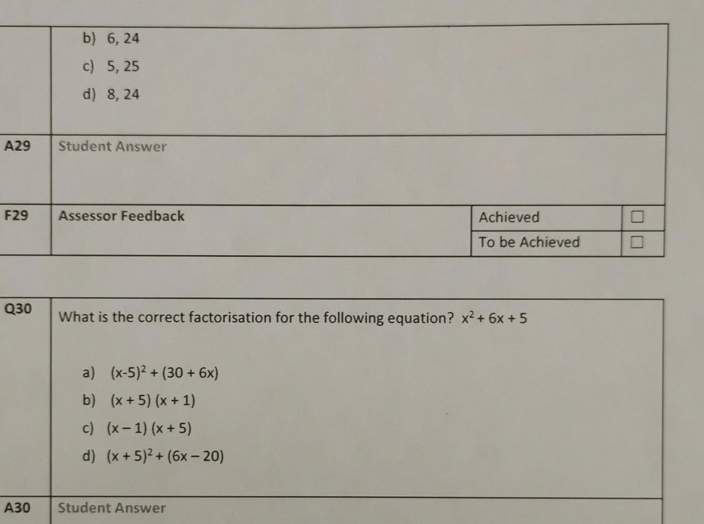 Solved Q30 What is the correct factorisation for the | Chegg.com