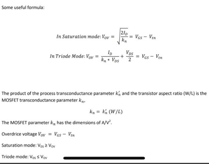 Solved PART 1: NMOS IN SATURATION MODE Consider the circuit | Chegg.com