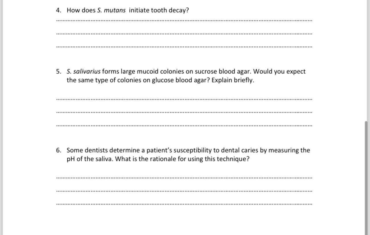 Solved How does S. ﻿mutans initiate tooth decay?S. | Chegg.com