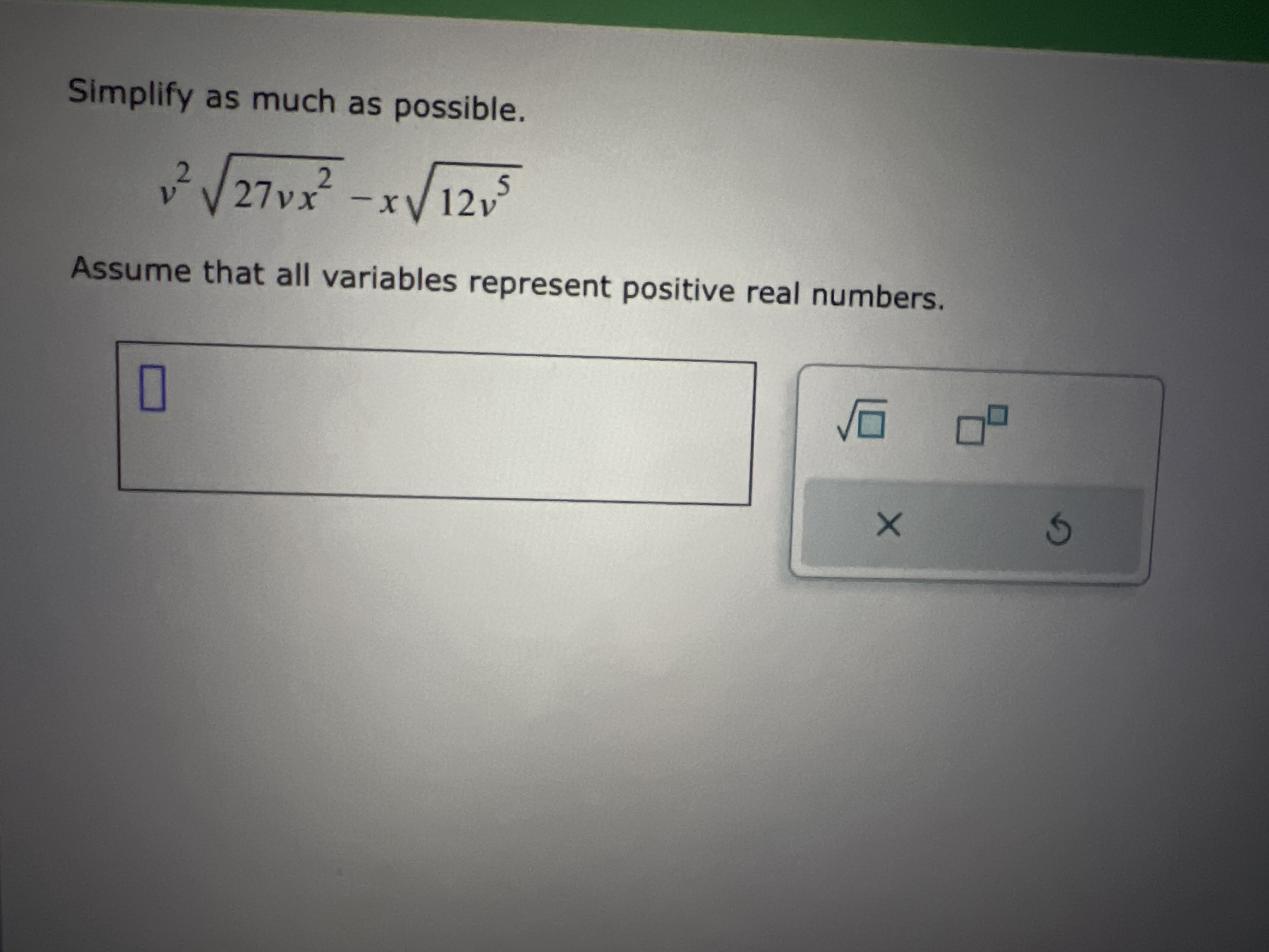 Solved Simplify as much as possible.v227vx22-x12v52Assume | Chegg.com