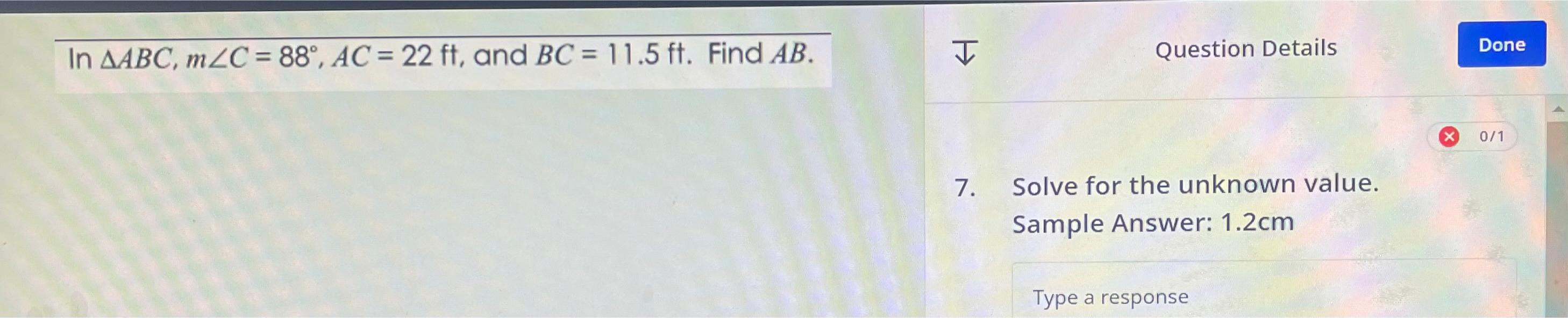 Solved In ????ABC,m?C=88°,AC=22ft, ﻿and BC=11.5ft. ﻿Find | Chegg.com